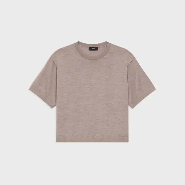 Theory Boxy Tee In Regal Wool - Light Cinder | Editorialist